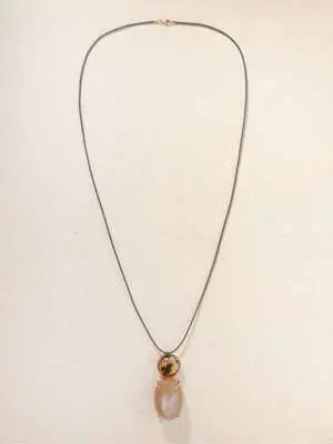 Marisa Klass 18-karat Gold, Quartz, Moonstone And Leather Necklace