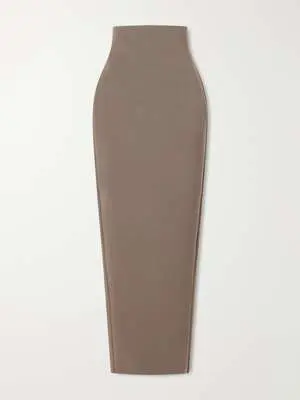 Rick Owens Dirt Pillar Stretch Wool-blend Midi Skirt - Gray