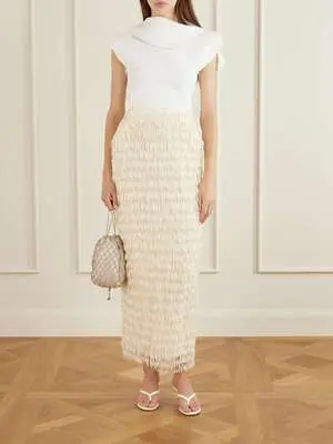 Maticevski Resonate Fringed Satin Midi Skirt