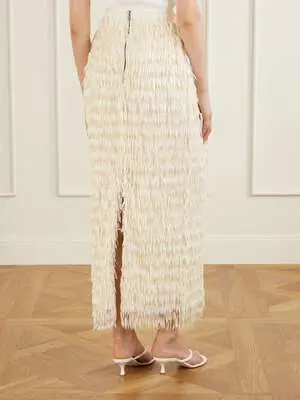 Maticevski Resonate Fringed Satin Midi Skirt