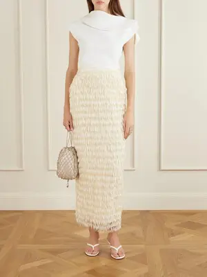 Maticevski Fringed Satin Midi Skirt