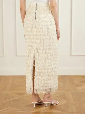 Maticevski Fringed Satin Midi Skirt