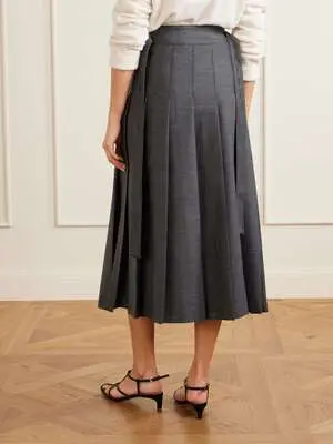 RÓHE Pleated Wool-blend Midi Skirt