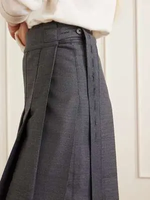 RÓHE Pleated Wool-blend Midi Skirt