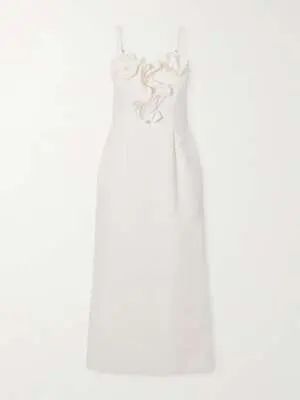 Magda Butrym Embellished Ruffled Cotton Midi Dress - Cream