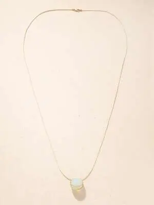 Marisa Klass 18-karat Gold, Moonstone And Leather Necklace