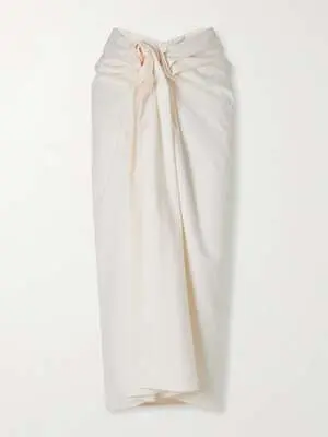Magda Butrym Embellished Gathered Cotton Midi Dress - Cream