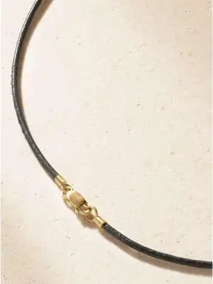 Marisa Klass 18-karat Gold, Citrine And Leather Necklace