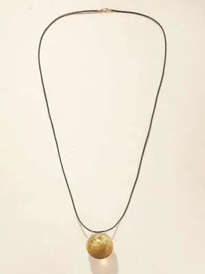 Marisa Klass 18-karat Gold, Citrine And Leather Necklace