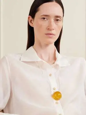 Marisa Klass 18-karat Gold, Fluorite And Leather Necklace