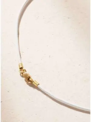 Marisa Klass 18-karat Gold, Fluorite And Leather Necklace