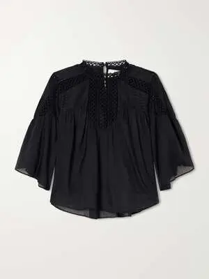 MARANT ETOILE Parina Lace-trimmed Woven Blouse