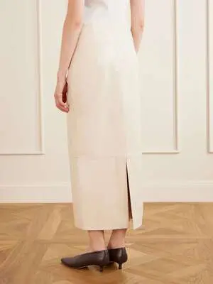 Loulou De Saison Inga Paneled Leather Midi Skirt