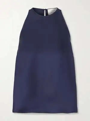 Loulou De Saison Cape Silk-twill Blouse - Navy