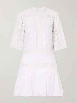 MARANT ETOILE Paige Lace-trimmed Woven Mini Dress - White