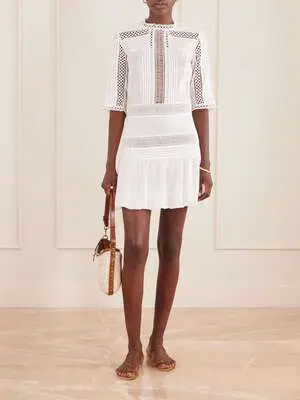 MARANT ETOILE Paige Lace-trimmed Woven Mini Dress