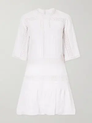 MARANT ETOILE Lace-trimmed Woven Mini Dress - White