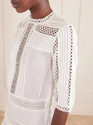 MARANT ETOILE Paige' Lace-trimmed Woven Mini Dress - White