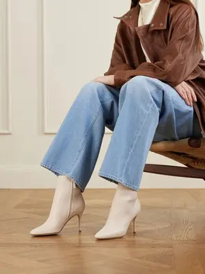 Manolo Blahnik Insopo" 90mm Leather Ankle Boots - Neutrals