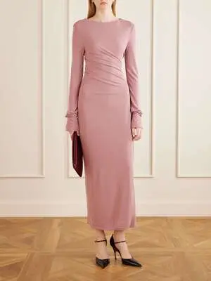LANVIN Draped Crepe-jersey Midi Dress