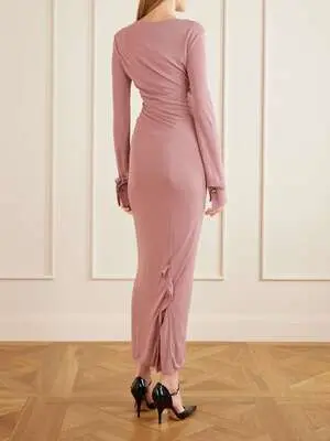 LANVIN Draped Crepe-jersey Midi Dress