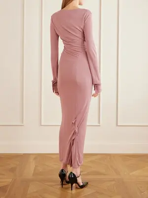 LANVIN Draped Crepe-jersey Midi Dress