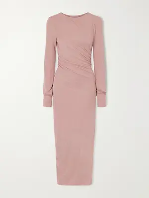 LANVIN Draped Crepe-jersey Midi Dress - Pink