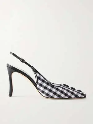 Manolo Blahnik Alexa 90 Embellished Gingham Woven Pumps
