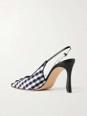 Manolo Blahnik Alexa 90 Embellished Gingham Woven Pumps