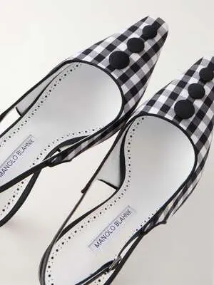 Manolo Blahnik Alexa 90 Embellished Gingham Woven Pumps