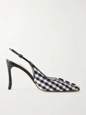 Manolo Blahnik Alexa 90 Embellished Gingham Slingback Pumps - Black