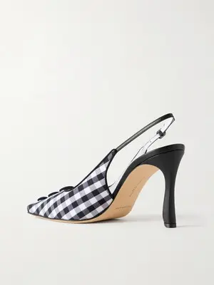 Manolo Blahnik Alexa 90 Embellished Gingham Slingback Pumps
