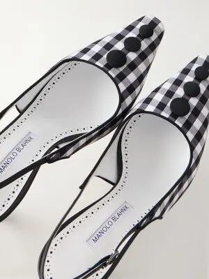 Manolo Blahnik Alexa 90 Embellished Gingham Slingback Pumps