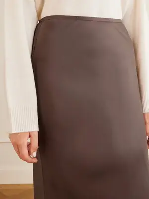 Loulou De Saison Eli Silk Maxi Skirt - Brown