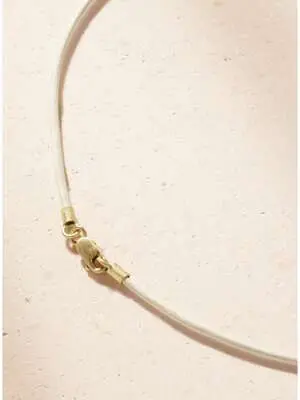 Marisa Klass 18-karat Gold, Aquamarine And Leather Necklace