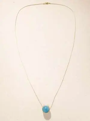 Marisa Klass 18-karat Gold, Aquamarine And Leather Necklace