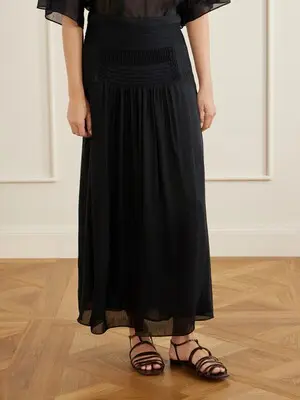 MARANT ETOILE Embroidered Crepon Midi Skirt