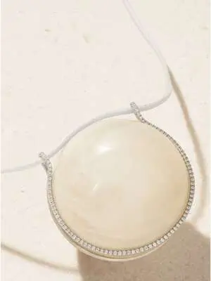 Marisa Klass 18-karat White Gold, Diamond And Moonstone Necklace - Cream