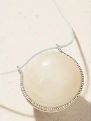 Marisa Klass 18-karat White Gold, Diamond, And Moonstone Necklace - Neutrals