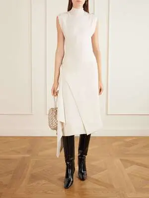 LANVIN Draped Wool-blend Turtleneck Midi Dress