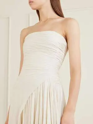 MARMAR HALIM Pleated Crepe De Chine Gown