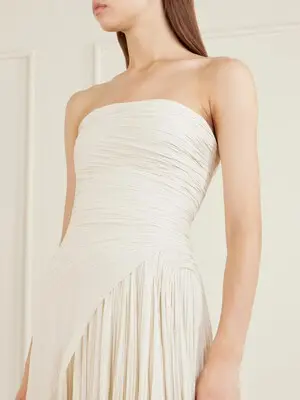 MARMAR HALIM Pleated Crepe De Chine Gown