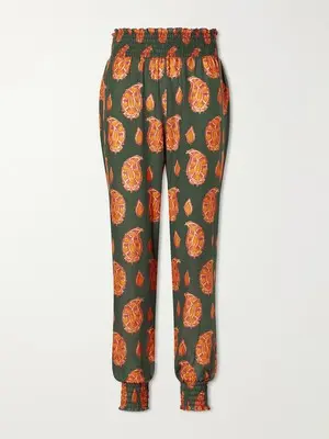 Johanna Ortiz Oasis Of The Rider' Printed Cotton-voile Tapered Pants - Green