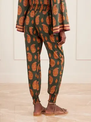 Johanna Ortiz Oasis Of The Rider' Printed Cotton-voile Tapered Pants - Green