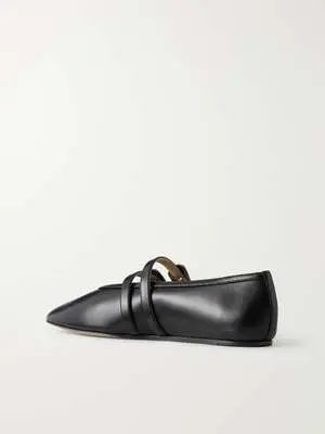 Le Monde Beryl Claudia Buckle-embellished Leather Ballet Flats