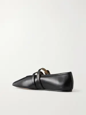 Le Monde Beryl Claudia Buckled Leather Ballet Flats - Black