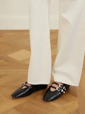 Le Monde Beryl Claudia Buckled Leather Ballet Flats - Black