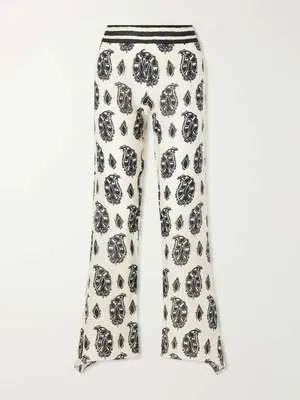 Johanna Ortiz Femininity Dramatic Printed Linen Flared Pants
