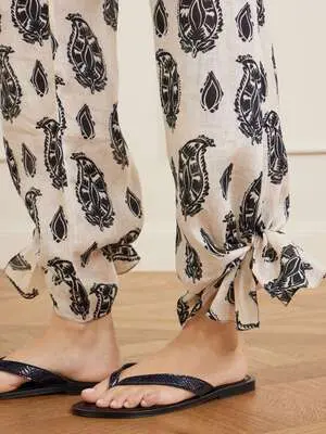 Johanna Ortiz Femininity Dramatic Printed Linen Flared Pants