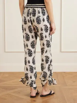 Johanna Ortiz Printed Linen Flared Pants - Neutrals